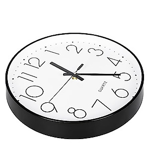 Yoiolclc Wall Clock Silent Non-Ticking Modern Round Wall Clocks Battery Operated for Kitchen, School, Office (10 Inch, Black)