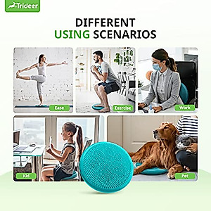 Trideer Inflated Wobble Cushion - Wiggle Seat for Sensory Kids(Multiple Colors), Core Balance Disc (Extra Thick), Flexible Seating for All Age(Office & School & Home)