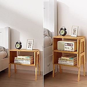 Pipishell Bamboo Expandable Drawer Organizer with End Tables