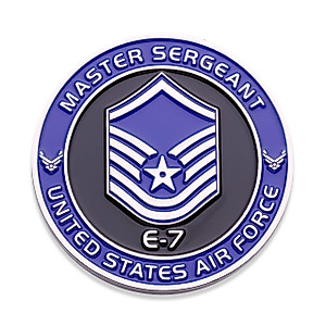 Air Force Master Sergeant E7 Challenge Coin! United States Air Force Master Sergeant Rank Military Coin MSGT. E-7 USAF Challenge Coin! Designed by Military Veterans - Officially Licensed Product!