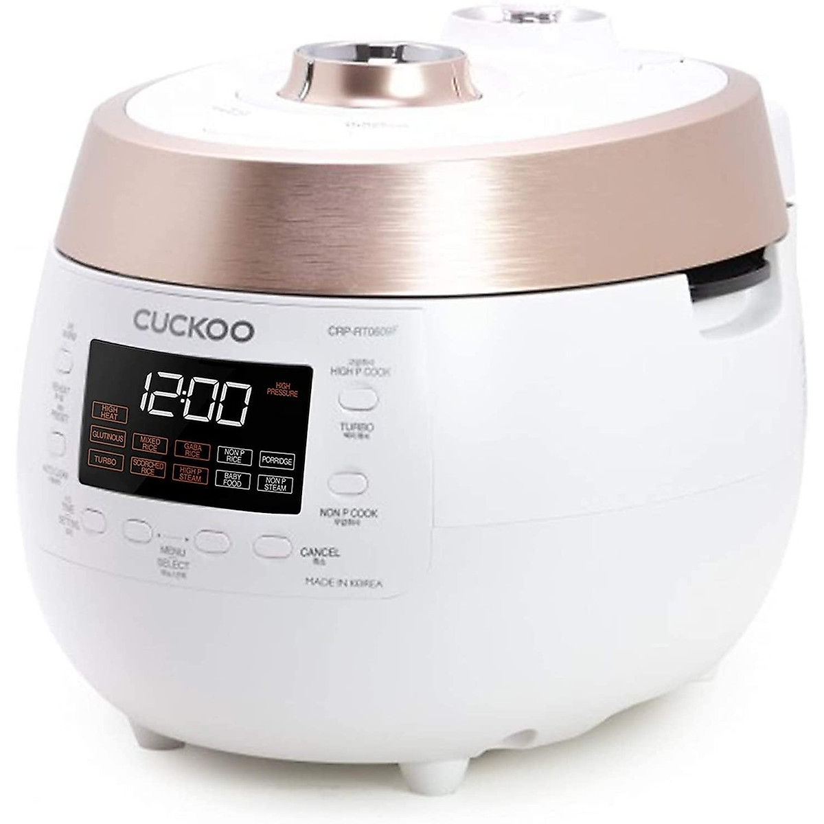 cuckoo CRP-RT0609FW | Twin Pressure rice cooker 6 cup & Warmer with High Heat, GABA, Mixed, Scorched, Turbo, Porridge, Baby Food, Steam (Hi/NonPressure) and more, Made in Korea | White-Renewed