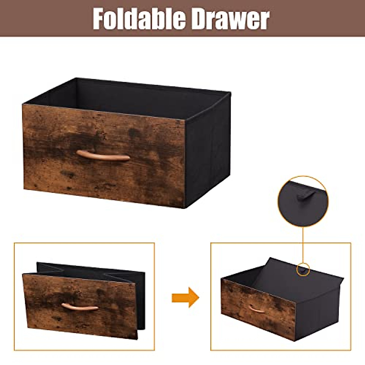 AIIT Kinlife Drawer Dresser Storage Tower, 5-Drawer Organizer Unit with MDF Board Tabletop, Organizer Tall Fabric Storage Tower for Bedroom Kitchen Living Room Study Entryway