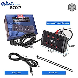 Pyle Car Wireless Bluetooth Audio Controller - Bluetooth Media Button IPX6 Waterproof Rated Marine Receiver Remote Control w/USB, AUX - for Car Truck Boat Marine PowerSport Vehicles - Pyle PLMRBTSQ1
