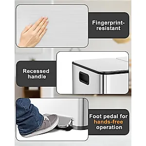 DEXSO Large Trash Can with Lid - 24 Gallons Foot Step Stainless Steel Triple 8-Gallon Compartments Trash and Recycle Bin Combo Garbage Can