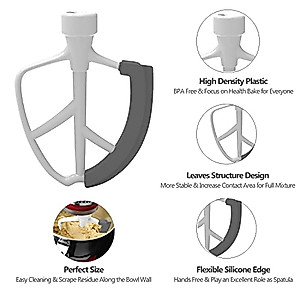 5 Quart Bowl-lift Plastic Flex Edge Beater for KitchenAid 5QT Bowl-lift Mixer Accessory Replacement Paddle Compatible with KitchenAid Mixer Attachments with Silicone Edge Bowl Scraper