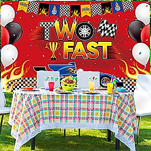 Two Fast Backdrop Two Fast Birthday Decorations Racing Theme Party Decorations Racing Car Second Birthday Photography Background Racing Boys Kids Birthday Party Supplies