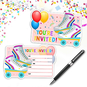 Simimi art Roller Skate Birthday Party Invitations - 30 Invite Cards with Envelopes