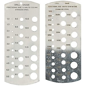 Metric and Imperial MM SAE Drill Size Measuring Gauge Set Hole Guide 2pc Set