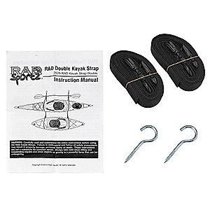 RAD Sportz Double Kayak Storage Straps Garage Canoe Hangers with 100 lb Capacity, Black