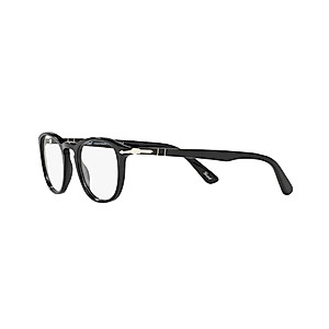 Persol PO3143V Rectangular Prescription Eyewear Frames, Black/Demo Lens, 49 mm
