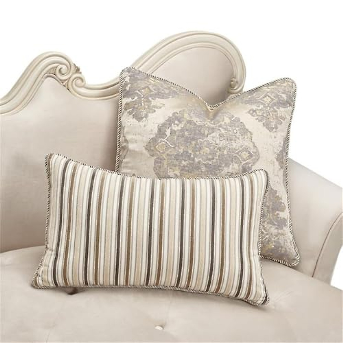 Michael Amini Lavelle Classic Pearl Traditional Velvet Settee in Ivory