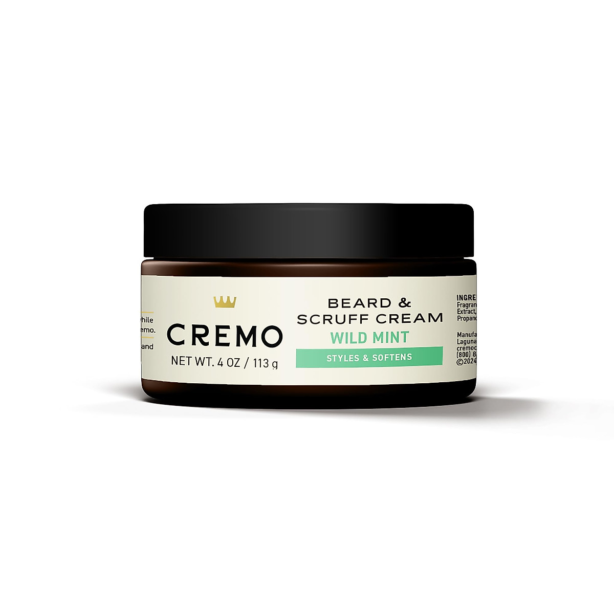 Cremo Beard & Scruff Cream, Wild Mint, 4 Ounce (Pack of 1) - Soothe Beard Itch, Condition and Offer Light-Hold Styling for Stubble and Scruff (Product Packaging May Vary)
