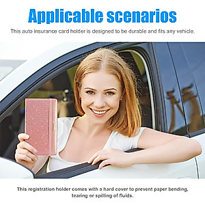 Kewucn Car Registration and Insurance Holder, Leather Vehicle License Document Glove Box Compartment Organizer, Key Information Cards, Driver License (Rose Gold)