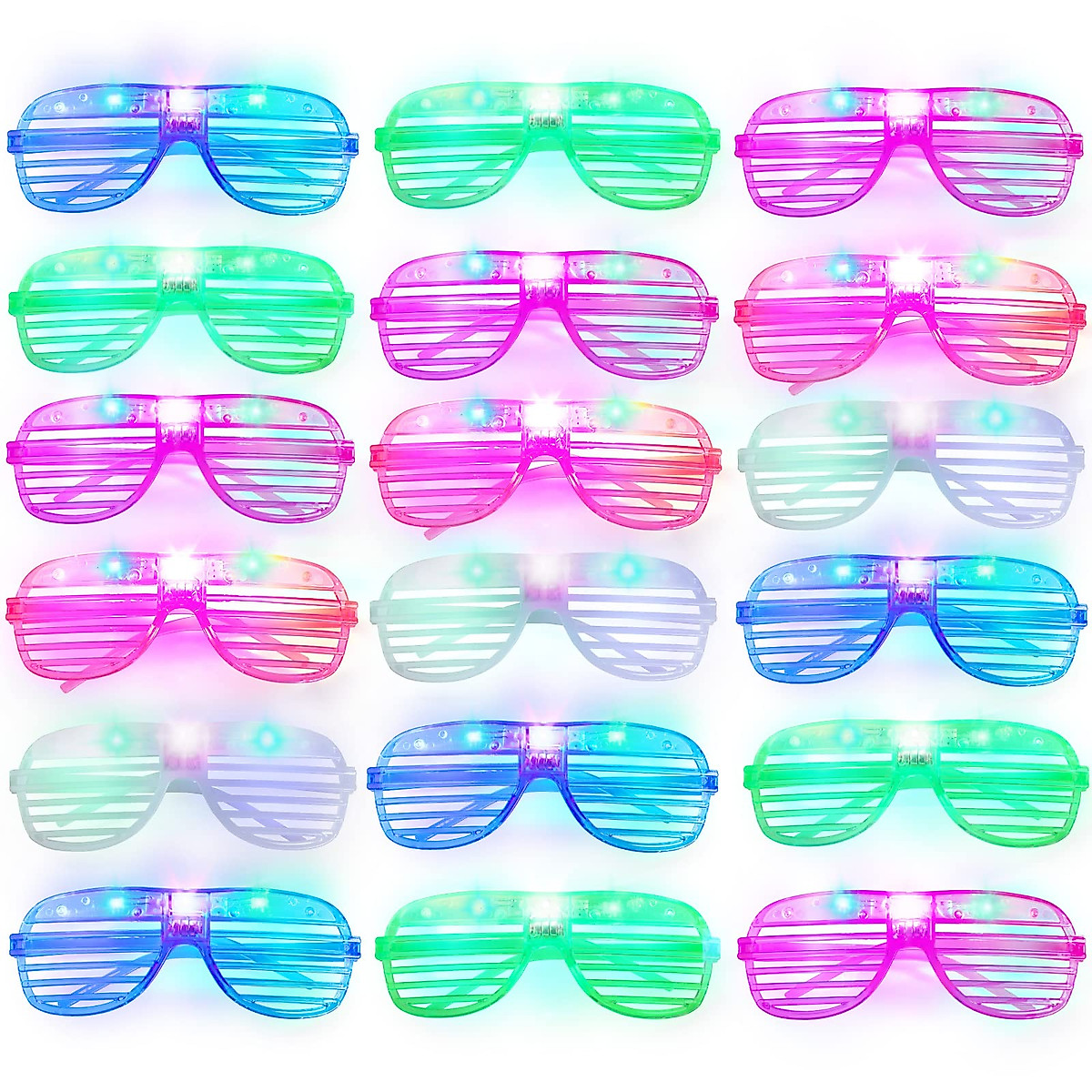 15 Pack Light Up Glasses 5 Colors Glow in The Dark LED Glasses Party Supplies for Kids Adults 80s Shutter Shades Neon Party Favors