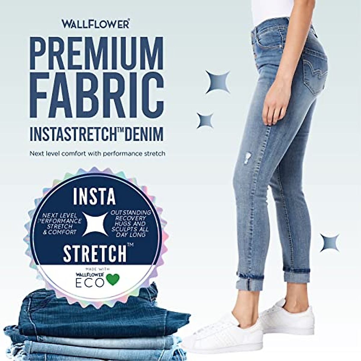 WallFlower Women's Size Flirty Curvy Skinny High Rise Insta Stretch Juniors Jeans (Standard, Pia, 16 Plus