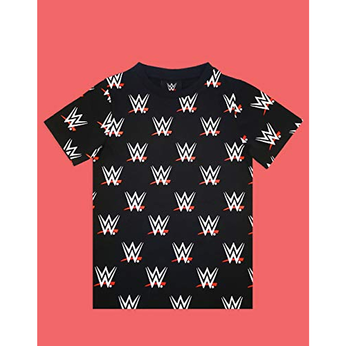 WWE Wrestling All Over Print Boys Kids Black Logo T-Shirt