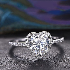 925 Sterling Silver Shiny Full Heart-Shaped CZ Diamond Ring Fashion Party Accessories for Women (US Code 10)