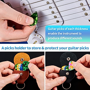 Guitar Picks - Celluloid Guitar Picks 22 Pcs with 2 Pcs Guitar Pick Holder for Acoustic Electric Bass Guitars Ukulele