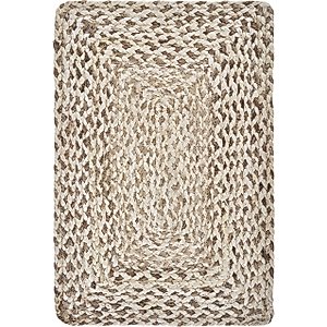 LR Home Woven Bleach and Natural Jute Place Mat, 1'-1" X 1'-7",