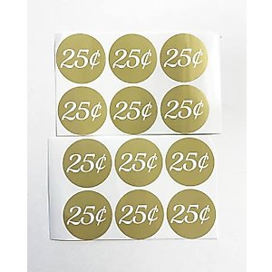 12 Pack 25 Cent Vending Price Stickers Candy Gumball Label 1.25"