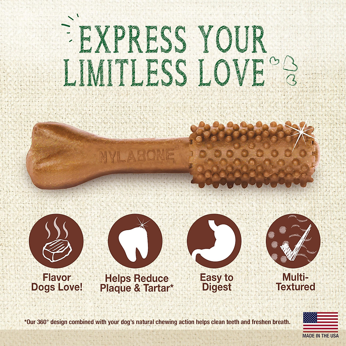 Nylabone Nutri Dent Dog Dental Chews - Natural Dog Teeth Cleaning & Breath Freshener - Dental Treats for Dogs - Filet Mignon Flavor, Large (20 Count)