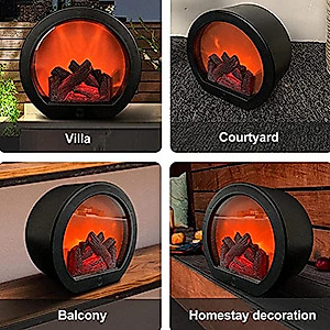 Zhongdawei Fireplace Lamp, LED Fireplace Lantern Touch Switch Simulation LED Desk Stove LED Lantern with Realistic Flame Realistic Fireplace Lantern Fireplace Lamp
