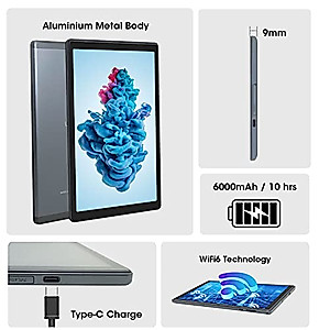 Tablet 10.1 Inch,Android 11 Tablets with 5G+WiFi6,3GB RAM 32GB ROM Storage,1280x800 IPS HD Glass Touchscreen,Quad-Core Processor,5MP+8MP Camera,Bluetooth5.0,6000mAh Battery,Metal Body((Silver)
