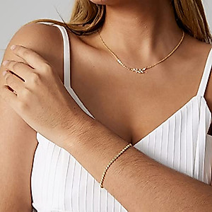 Kyerlyn 14K Gold Plated Handmade Dainty Dot Bracelet Cute Thin Everyday Bracelets for Women Men Size 6.5-8.5 Inch