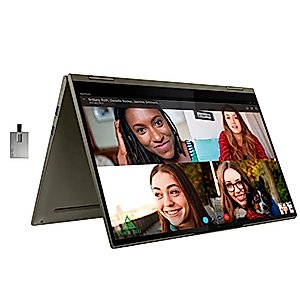 Lenovo 2022 Yoga 7i 2-in-1 360° 15.6" Touch Screen Laptop, Intel Evo Platform Core i7 1165G7, 12GB RAM, 1TB PCIe SSD, Intel Iris Xe Graphics, Backlit Keyboard, Win 11, Dark Moss, 32GB USB Card