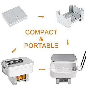 Lixada Mini Folding Stove Lunch Box Steaming Rack Combo Set for Picnic Camping Hiking Fishing Mountaineering