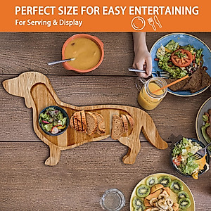 Bantlou Funny Charcuterie Board Dachshund Dog Shape Serving Board Bamboo Cheese Tray Platter Servers 0.8”Ultra-Thick Cheese Board for Parties and Unique Gift
