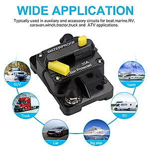 30 Amp Audio Circuit Breaker,12V-48V DC Fuse Holder,30-300A Breaker Switch,Inline Circuit Breaker with Reset Button,for Automotive Marine Boat Audio System Current Overload Protection