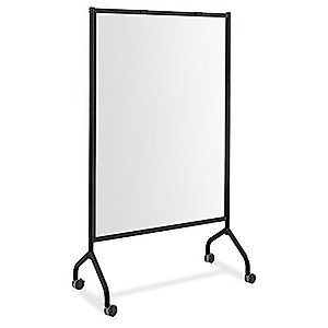 Safco Products Impromptu Full Whiteboard Screen 8511BL, Black, 42"W x 72"H, Double-sided Magnetic Dry Erase Board, Commercial-Grade Steel Frame, Swivel Wheels, Accessory Shelf