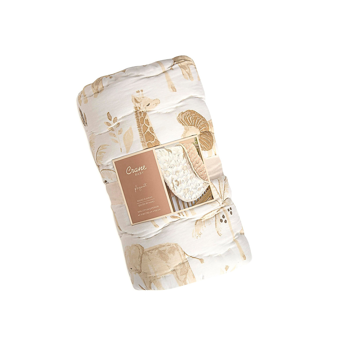 Crane Baby Activity Mat, Infant and Baby Quilted Playmat for Boys and Girls, Safari Animal, 40” x 40”