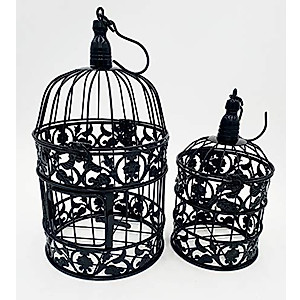 PET SHOW Round Birdcages Wedding Gift Cards Holder Metal Wall Hanging Bird Cage for Small Birds Party Indoor Ourdoor Decoration 10.6“ Black Pack of 1