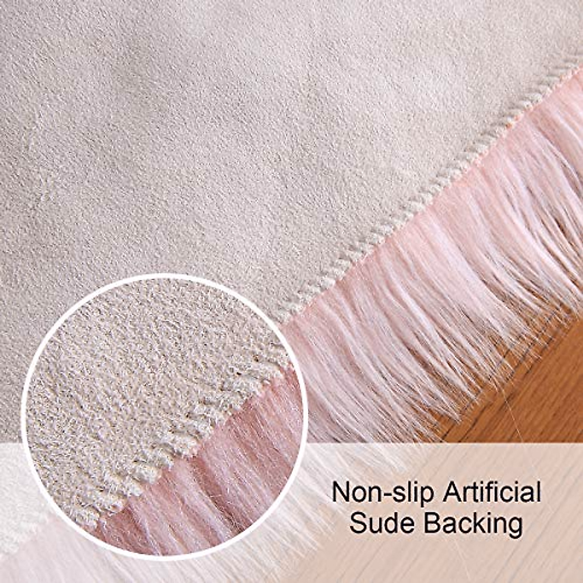 Softlife Fluffy Faux Fur Sheepskin Rugs Luxurious Wool Area Rug for Kids Room Bedroom Bedside Living Room Office Home Decor Carpet (3 x 5ft, Pink)