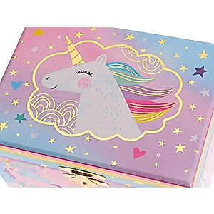 Jewelkeeper Girl's Musical Jewelry Storage Box with Spinning Unicorn, Cotton Candy Unicorn Design, The Beautiful Dreamer Tune, Ideal Gifts for Little Girls