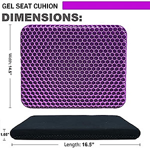 Gel Enhanced Seat Cushion - Double Thick Orthopedic Seat Cushion with Non-Slip Cover - Office Chair Car Seat Cushion - Tailbone Cushion - Coccyx Cushion - Sciatica Pillow for Sitting