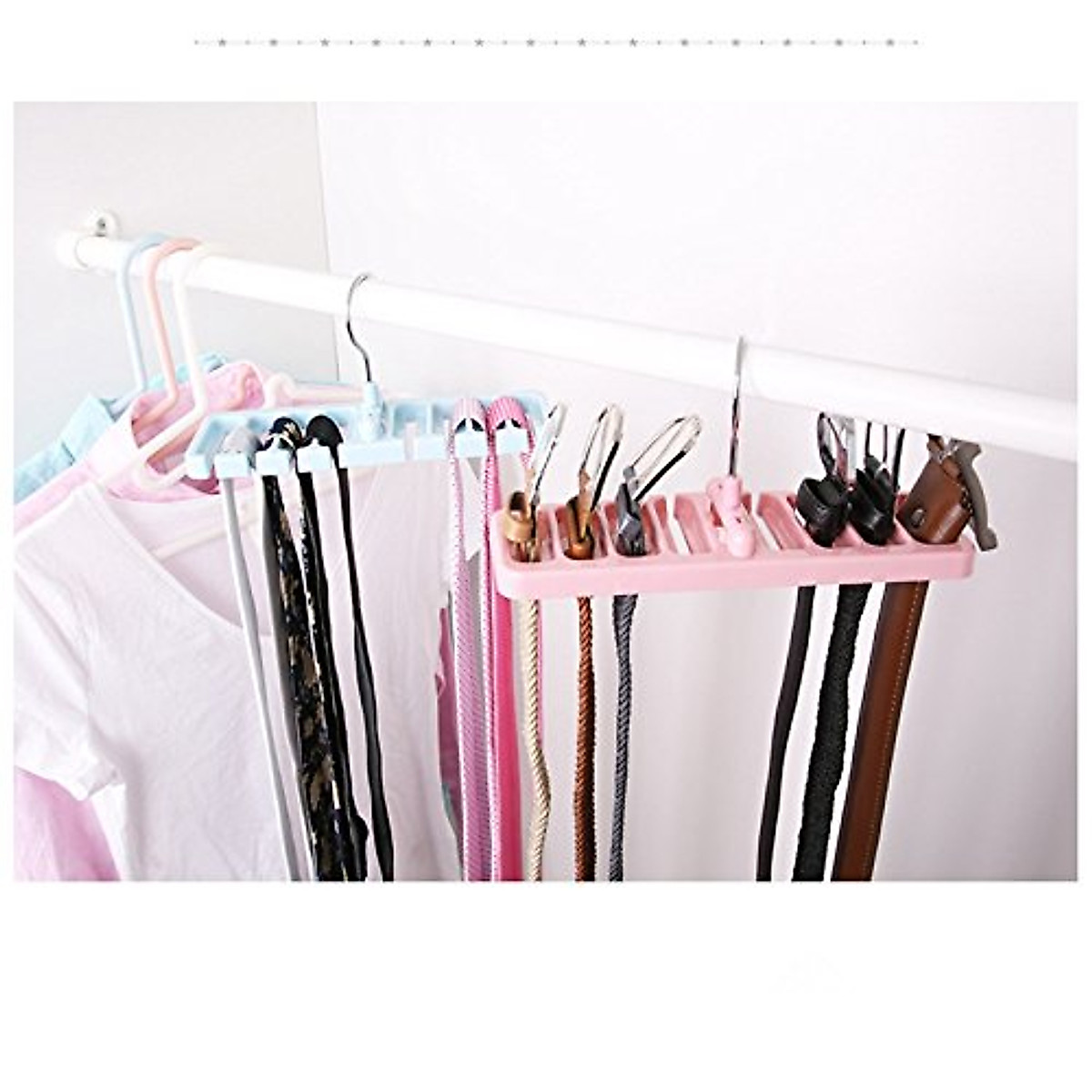 ArMordy(TM) Multifuction Storage Storage Rack Tie Belt Organizer Space Saver Rotating Scarf Ties Hanger Wardrobe Finishing Rack Space Saver[ blue ]