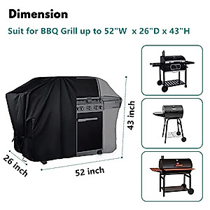 Grill Cover 52 Inch, Mutsitaz Waterproof and Fade Resistant BBQ Cover, Compatible for Weber, Char Broil, Nexgrill Grills, etc, Black