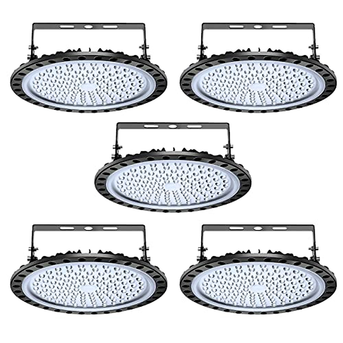 Viugreum 5 Pack 500W UFO LED High Bay Light, 50000LM 6500K Daylight White LED Warehouse Lighting, IP65 Waterproof Commercial Bay Lighting for Garage Barn Workshop Wet Location