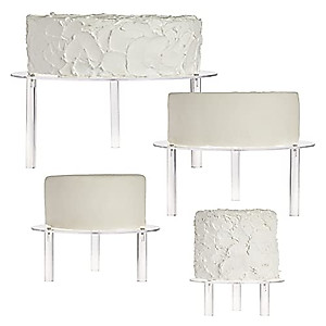 4-Piece Round Acrylic Cake Stand for Dessert Table, Clear Cake and Cupcake Stand Combo Risers for Weddings, Birthday Parties, and Candy Bar Decorations (4 Sizes)