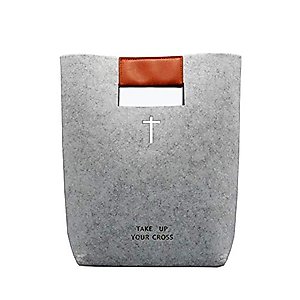 Bible Bag, Felt Bible Tote, Bible Carrying Case, Church Bag, Carved Cross Bible Cover for Women & Men Bible Study Case, Christmas Gift