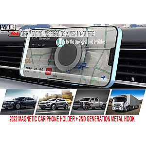 Ywecan Magnetic Car Mount for iPhone 14/13/12 Series - Upgraded Metal Hook with Over-Twisted Rotation Protection, Super Strong 20X Magnets