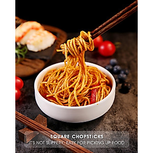Donxote 12 Inches Cooking Chopsticks 2 Pairs with Chopstick Rest, Kitchen Noodles Frying Wok Long Chopstick, Wooden Reusable Chop Sticks, Apply to Asian Cooking Deep-Fry Food