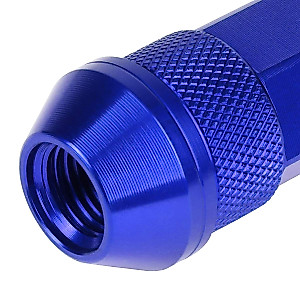 J2 Engineering 20Pcs M12 x 1.25 7075-T6 Aluminum 70mm Open-End Lug Nut w/Socket Adapter (Blue)