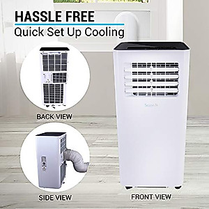 SereneLife Compact Freestanding Portable Air Conditioner - 10,000 BTU Indoor Free Standing AC Unit w/ Dehumidifier & Fan Modes For Home, Office, School & Business Rooms Up To 300 Sq. -SLPAC105W