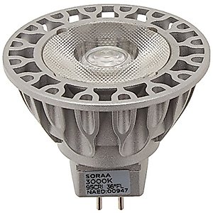 Bulbrite SORAA, 7.5 Watt, 50 Watt Equivalent, Dimmable, MR16, GU5.3 Bi-Pin, 3000K (Soft White Light) Light Bulb, Silver Finish, (Pack of 1)
