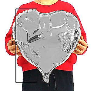 AZOWA Blue Heart Balloons 18 inch Heart Shaped Foil Mylar Balloon Pack of 30