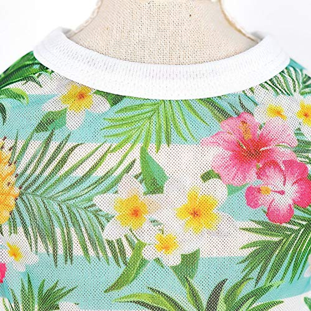 SMALLLEE_LUCKY_STORE Dog Hawaiian Shirt Pet Cat Summer Sleeveless T Shirt Quick Dry Cool Mesh Vest Boy Girl Small Dog Clothes,Pineapple Print,Size M